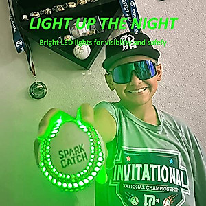 SPARK CATCH Light Up Baseball (Switch Version), Glow in The Dark Baseball, Perfect Baseball Gifts for Boys, Girls, and Baseball Lovers, Official Baseball Size&Weight with Genuine Leather (Neon Green)
