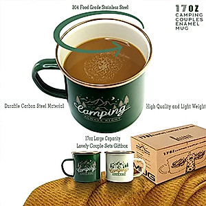 Roadmap Camping Gifts Camping Mugs Set of 2 Travel Holiday Enamel Coffee Cup 17OZ Big Capacity 304SS Golden Rim for Drinking Outdoor Couples Anniversary Wedding Christmas Valentines Day His and Hers