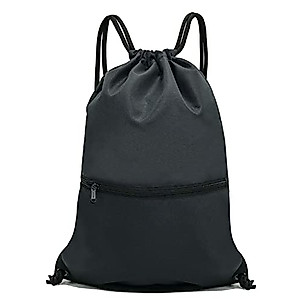 HOLYLUCK Men & Women Sport Gym Sack Drawstring Backpack Bag - Black