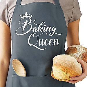 Saukore Funny Baking Aprons for Women, Cute Baking Gift for Bakers, Kitchen Cooking Apron with 2 Pockets - Birthday Housewarming Mother's Day Gift for Mom Wife Sister Aunt Grandma