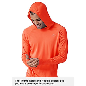 Willit Men's Sun Shirts UPF 50+ Protection Hoodie Rash Guard Shirt SPF UV Shirt Long Sleeve Fishing Outdoor Lightweight Tangerine XL