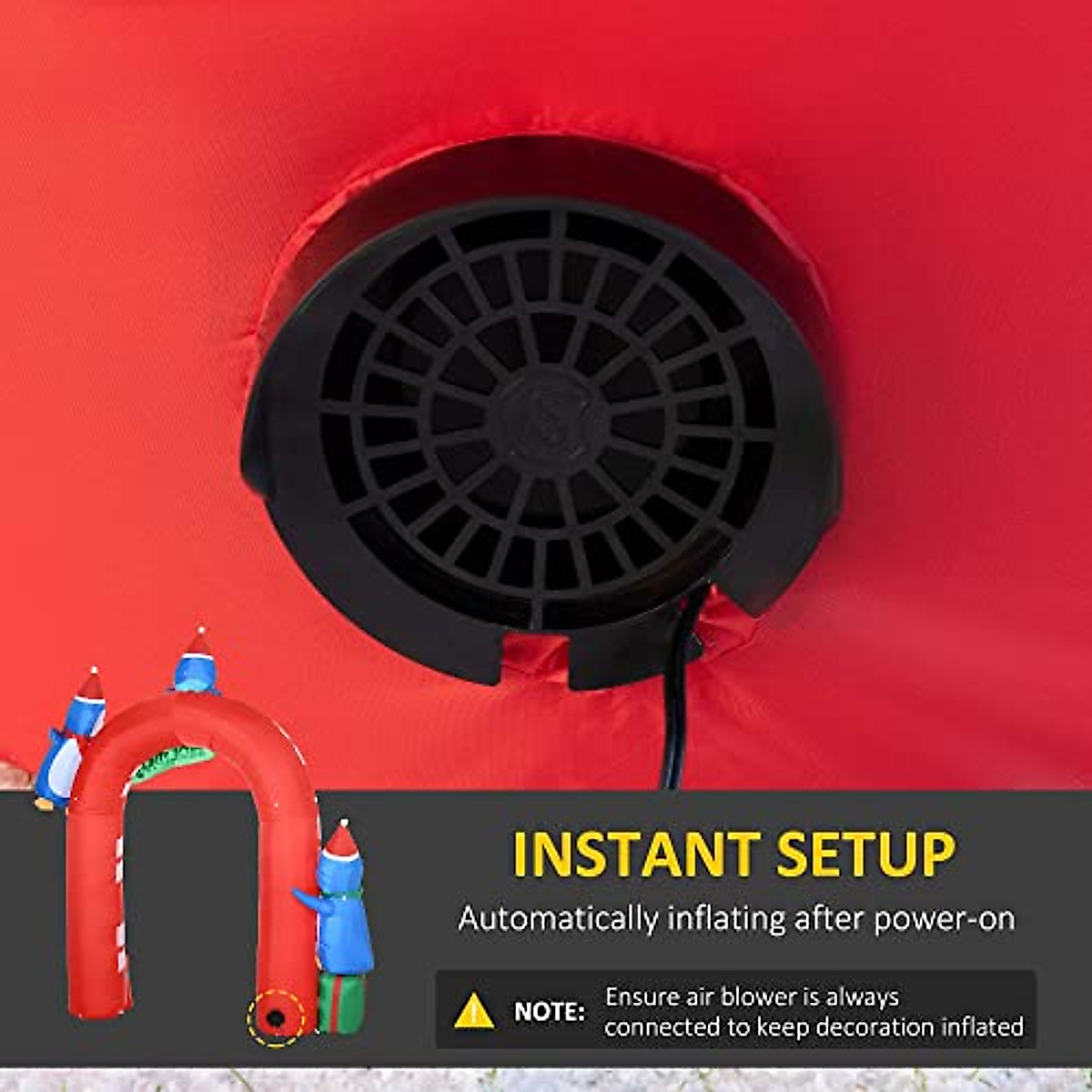 Outsunny 8ft Christmas Inflatables Outdoor Decorations Candy Cane Archway with Three Penguins and Gift Boxes, Blow-Up LED Yard Christmas Decor for Lawn Garden