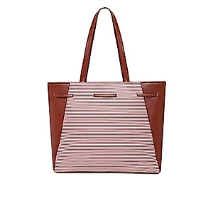 KLEIO Striped PU Leather Big Zipper Womens Tote Shoulder Travel Hand Bag Purse For College Office Ladies