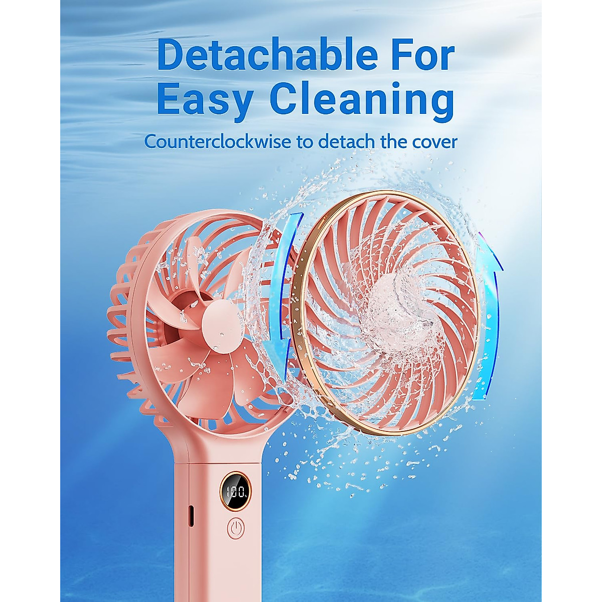 SWEETFULL Handheld Fan, Portable Fan, 5000mAh Rechargeable Battery, 6 Speed Wind, LED Display, Personal Mini Travel Fan with Backup Power, Hand Held Fan USB Foldable Electric Fan for Women Girl