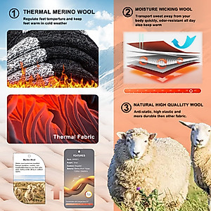 Merino Wool Ski Socks for Mens Womens Knee High Thermal Snowboarding Socks for Cold Weather