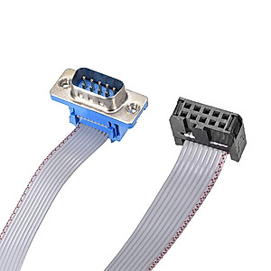 uxcell IDC Wire Flat Ribbon Cable DB9 Male to FC-10 Female Connector 2.54mm Pitch 20cm Length, 2pcs
