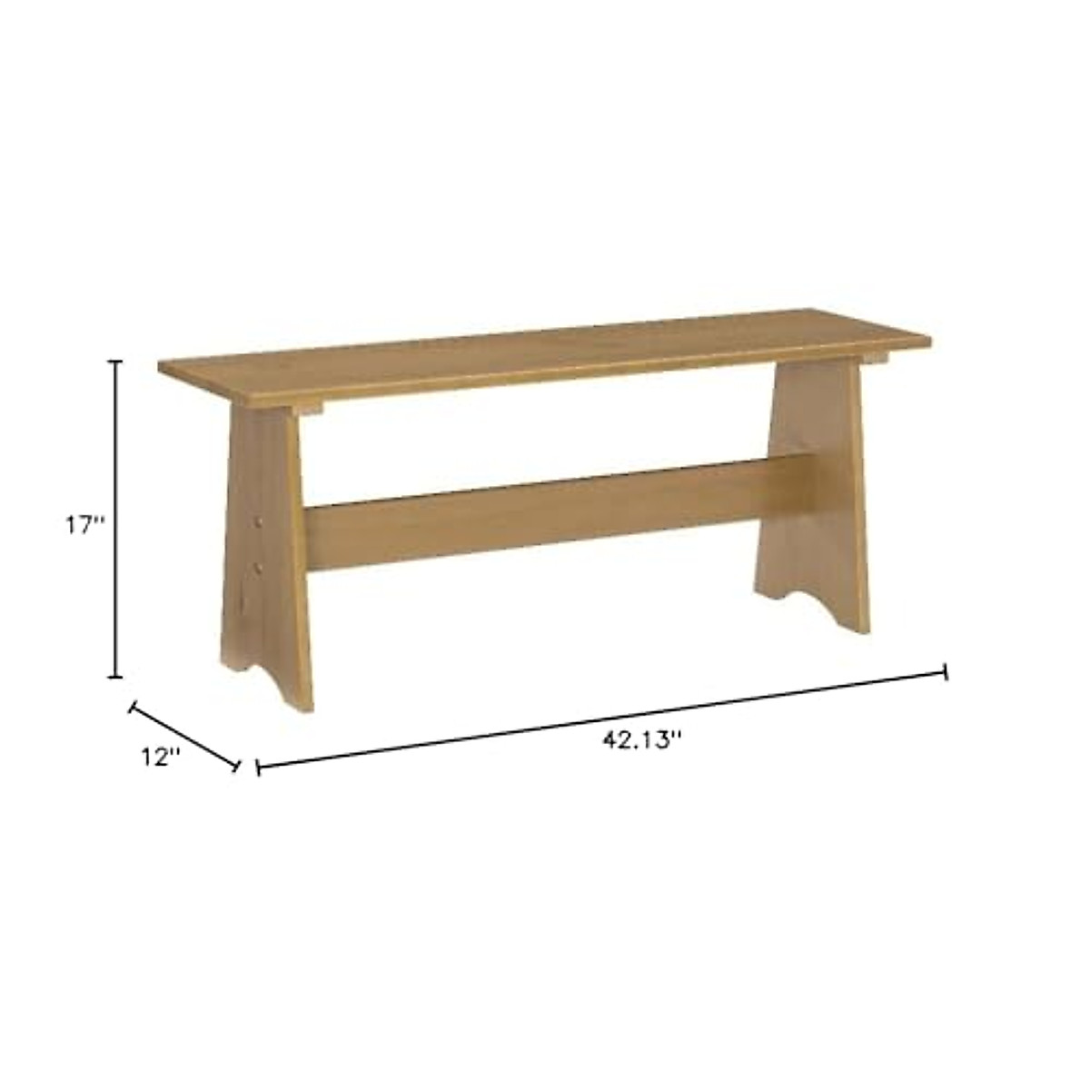 Linon Delk Pine Wood Large Backless Bench in Honey