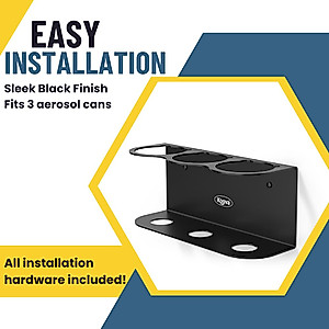 Koova 3 Aerosol Spray Can Holder | Easy Install Wall Mount | Heavy-Duty Powder Coated Steel Storage Rack for Garage & Home | Craft Workspace Paint Bottle Organizer | Hardware Included | USA Made