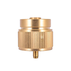 RouLiPouLi 2 Pieces Camping Stove Adapter, 1LB Small Propane Tank Input and EN417 Lindal Valve Cylinder Output LPG Canister Converter (Gold)