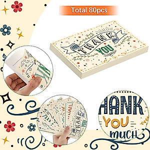 Junkin 80 Pack Thank You Postcards Thanks Blank Note Postcards Retro Appreciation Cards Greeting Cards Assorted Cards for Employee Teacher Adults Team Volunteers, 4 x 6 Inch