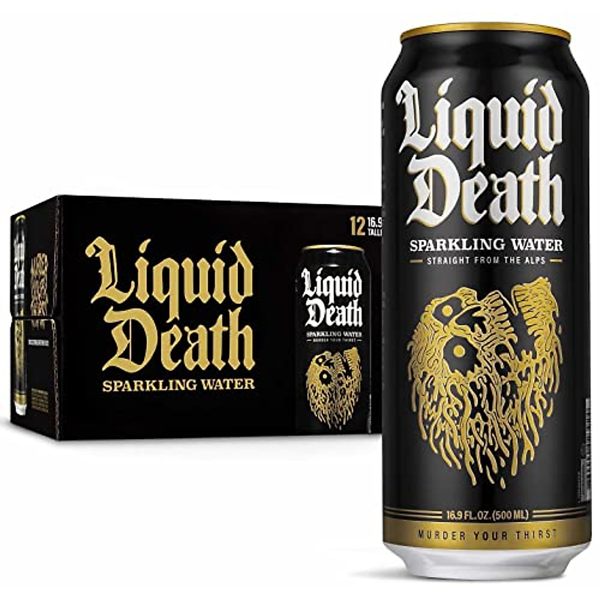 Liquid Death Sparkling Water, 16.9 oz Cans (12-Pack)