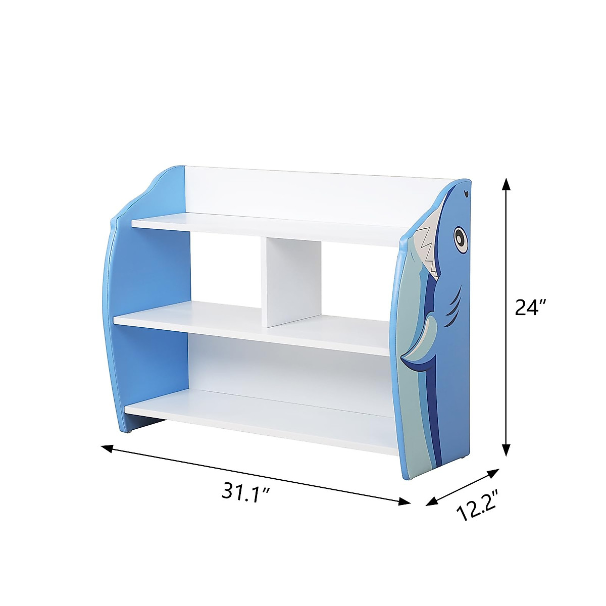 AFBKSS&BB Kids Book Shelf, Children Storage Shelf, Kids Storage Wood Shelf, Children Storage Desk,Toy Storage Cabinet,-Shark Blue