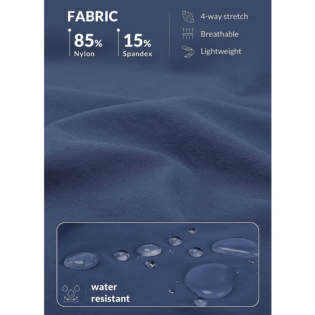 BALEAF Men's Workout Athletic Pants Elastic Waist Lightweight Running Golf Pants with Zipper Pockets Blue M