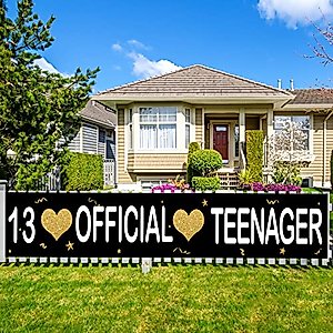 Labakita Large Happy 13th Birthday Banner, 13 Teenager Birthday Banner, 13th Birthday Decorations for Boy or Girl, Teen's 13th Birthday Photo Props