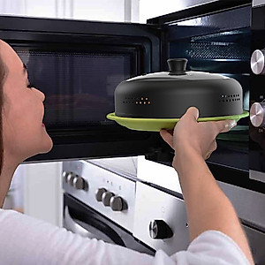 Microwave Cover for Food, Silicone and Glass Splatter Guard Lid for 6–7–8–9-10-11-12 inch Plates & Bowls. by. EZY ACTIVE.