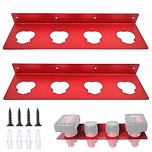 JEEJINYAN 2Pcs Battery Holder for Milwaukee M12 Battery, Storage Tools for Milwaukee Battery, Four as a Group Milwaukee Battery Holder, Red (Red)