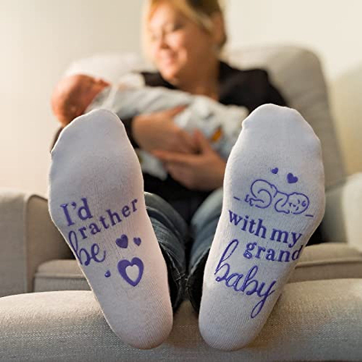 Lavley Funny Grandparent Socks - Gift For Grandmas & Expecting Grandparents (Mix 2 Pack) One Size