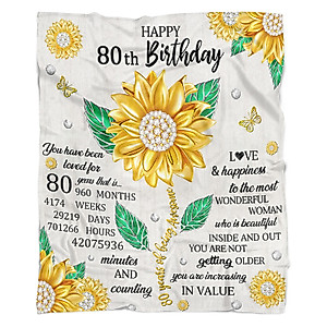 Jiaazerd 80th Birthday Blanket for Women-80 Year Old Women Birthday Blanket