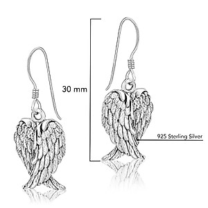 AeraVida Sterling Silver Angel Wings Dangle Earring | 925 Metal Earrings for Women | Spiritual Feather Jewelry