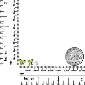 Gem Stone King 925 Silver Marquise Green Peridot Butterfly Earrings For Women (1.48 Cttw, Gemstone August Birthstone, Center Stone: 6X3MM, Small Stones: 3MM)