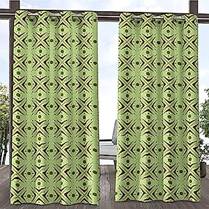 LANQiAO Outdoor Patio Curtains, Atomic Boomerang Outdoor Curtain for Balcony Hermal Insulated Water Repellent Drape for Balcony W120 x L108