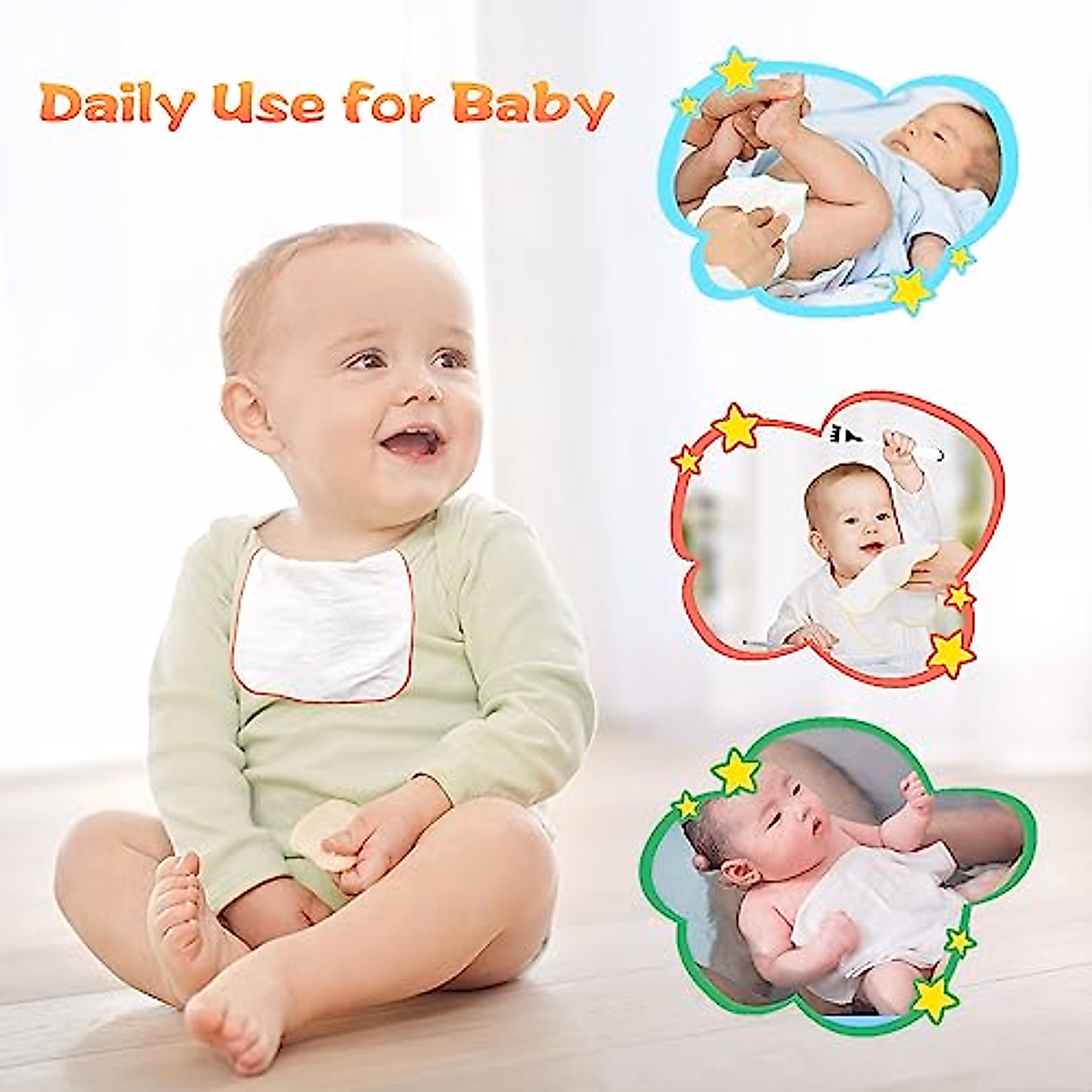 FAMOPLY 54 Pack Flannel Cloth Baby Wipes with Blue Wipes Dispenser, Reusable natural skin-friendly Baby Wipes, Body Face Hand Washcloth Essential for Cloth Diapers 8x8 inch