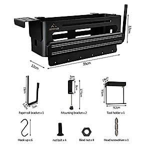 Qoyntuer Griddle Caddy for 28"/36" Blackstone Griddles/Prep Cart Accessories, Grill Caddy Space Saving BBQ Accessories Storage Box with Magnetic Tool Holder/Paper Tower/Knife Shelf/6 S-Hooks