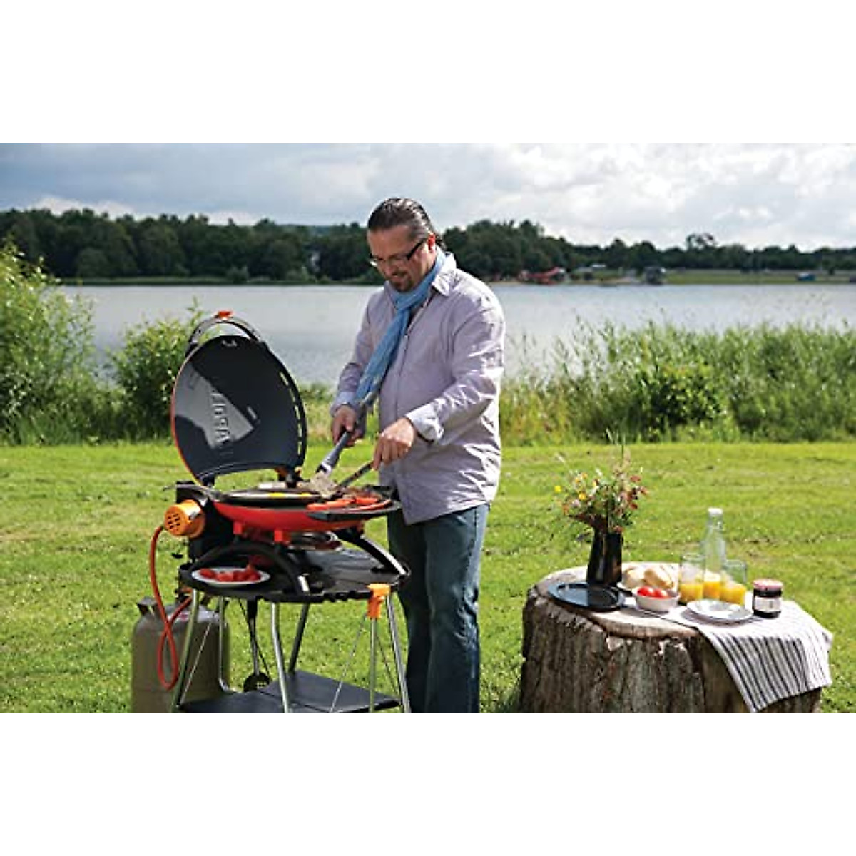 Napoleon TravelQ TQ2225PO Portable Gas Grill, 225 sq. in, Orange