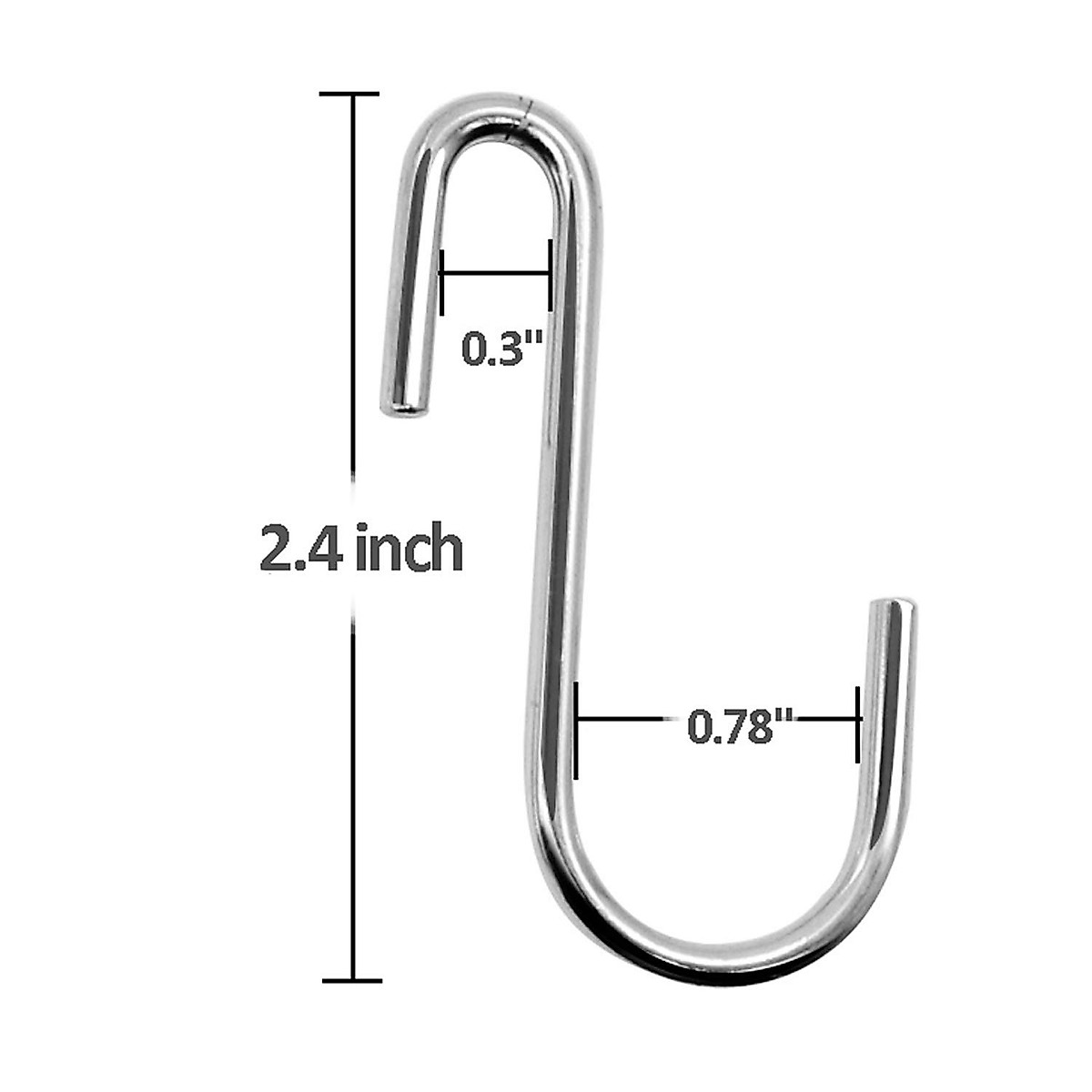 LU2000 Pack of 10 Heavy Duty S-Shape Hooks, Stainless Steel, 2.4" Pan Pot Holder Rack Hooks Hanging Hangers S Shaped Hooks for Kitchenware Pots Utensils Clothes Bags Towels Plants