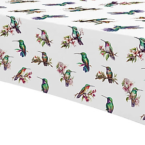 APOWBLS Hummingbird Birthday Party Decorations Tablecloth - Disposable Bird Hummingbird Party Supplies Table Cover, Floral Hummingbird Bridal Baby Shower Wedding Table Cloth - 3 Pack (54in x 108in)