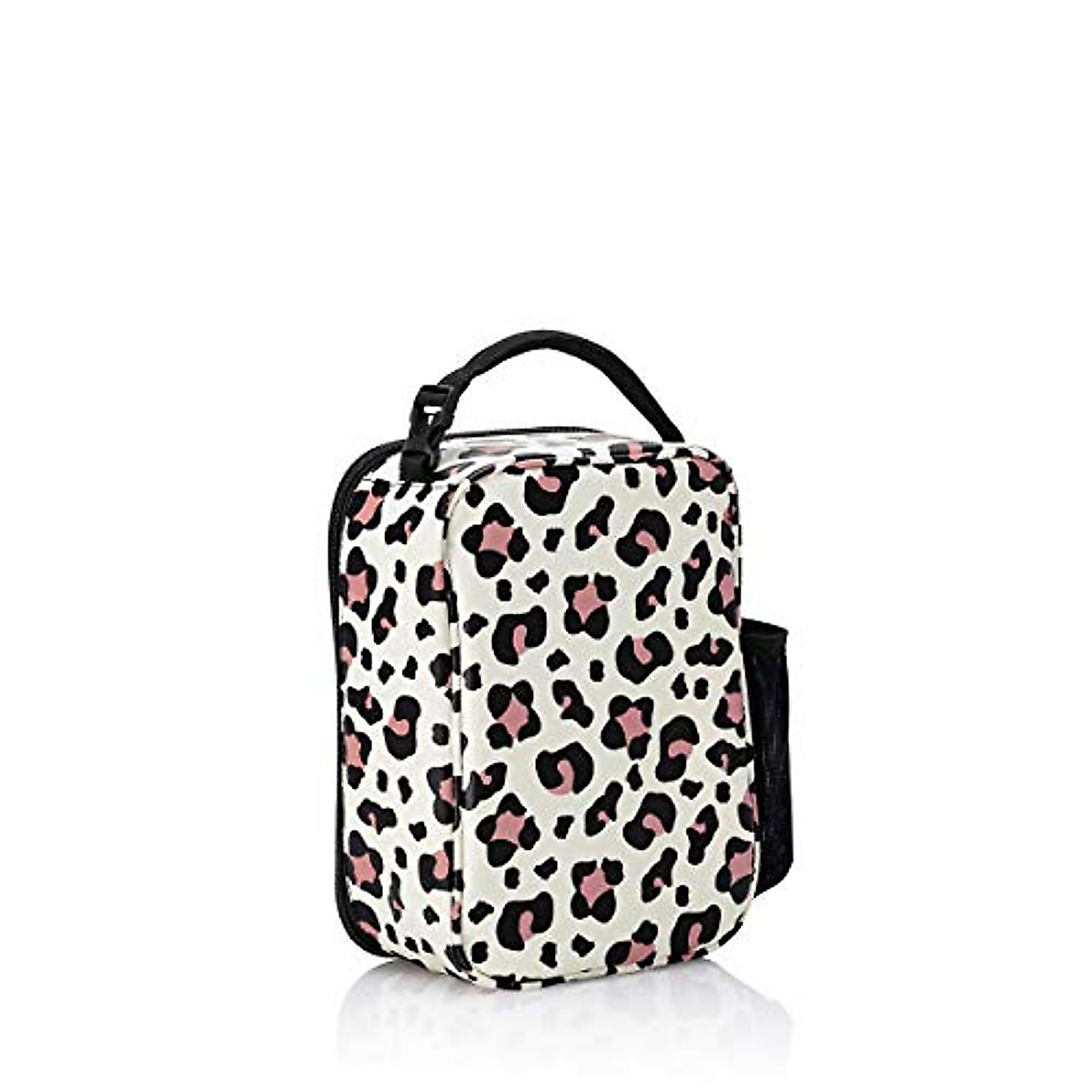 Swig Life Boxxi Lunch Box, Insulated Lunch Box for Women with Water Bottle Holder Side Pocket, Adjustable Meal Divider, Front Zipper Pocket, and Top Buckle Handle in Luxy Leopard Print