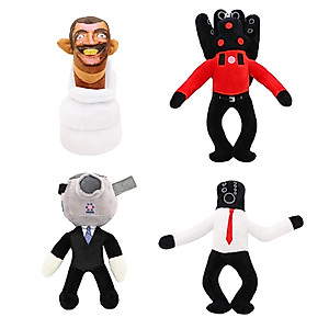 OVITTAC 4PCS Skibidi Toilet Toy Plush,Speakerman Plush,Cameraman Plush 11.3in Stuffed Animal Plushie Doll Toys Gift for Kids Fans Collectors Aldults Gift