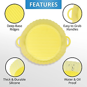 3 Pack Air Fryer Silicone Liners Pot, Round & Square Food Grade Air Fryer Accessories, 8 Inch Reusable Baking Tray Oven Accessories, Air Fryer Silicone Basket Bowl, No Need to Clean Fryer(For 5 to 6Q)