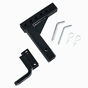 OMT Trailer Hitch Ball Mount with 2.5 Ton Towing Capacity, Class 3 Tow Hitch with 1" Hole and Pins for 2" Receiver Pickups Vans SUVs, Adjustable Drop Hitch for Trailers Campers Boats More