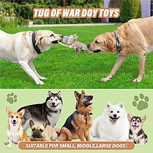 Large Squeaky Dog Toys for Aggressive Chewers,Interactive Tug of War Puppy Toys with Pull Rope,Tough Plush Pet Dog Chew Toys for Small, Medium and Big Dogs