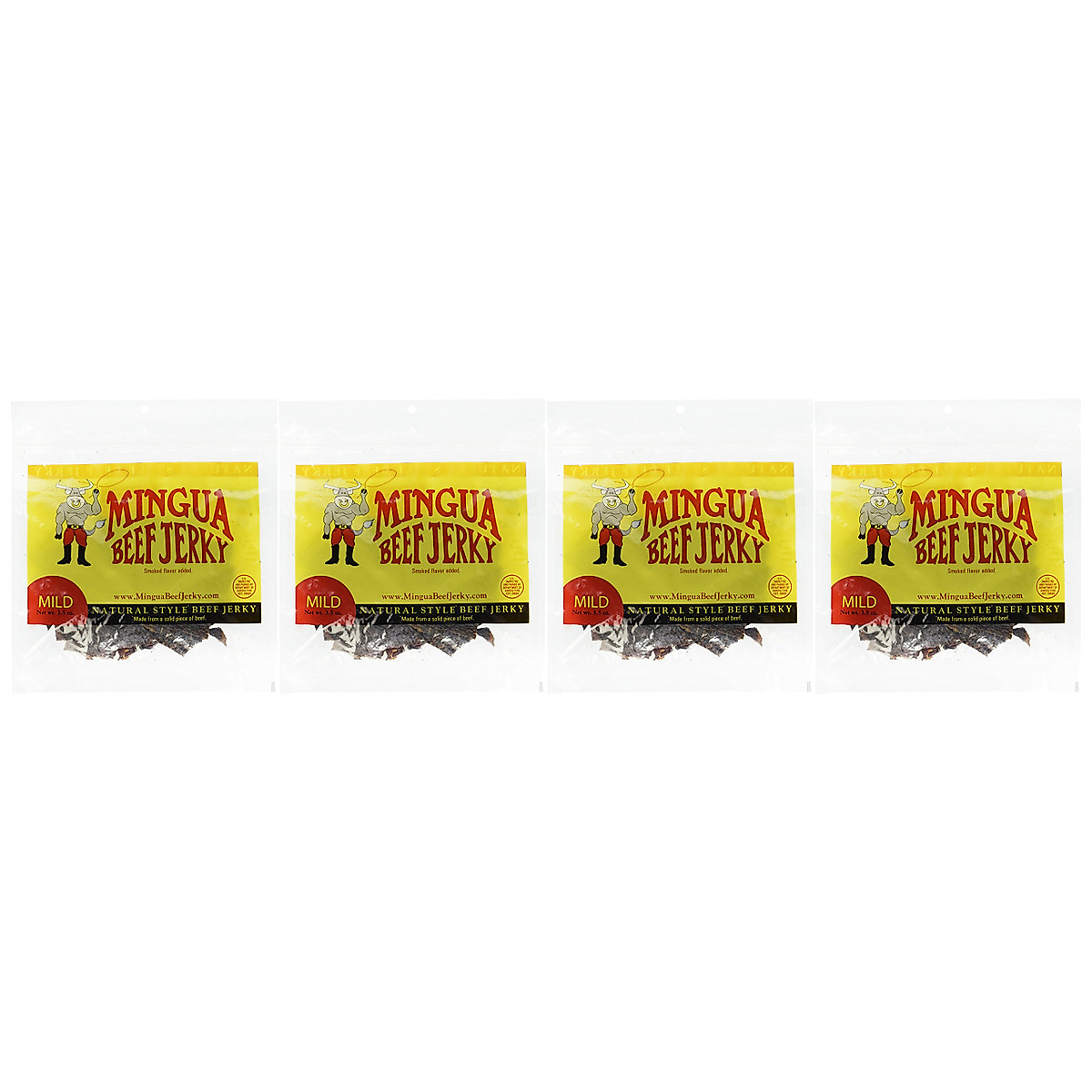 Mingua Mild Beef Jerky 4 Pack (4-3.5oz Packages * 14oz total)