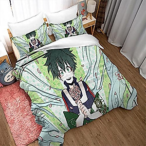 AKARDO Hero School Anime One for All Izuku Duvet Covers, Soft Microfiber Washed Duvet Cover Set 3 Pieces with Zipper Closure,Beding Set (08,King (104"x90"))