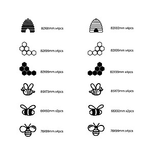 Geometric Bee Honeycomb Wall Art Decor Stickers for Kids Room Removable DIY Hexagon Wall Decor Decals FG345 (Black)