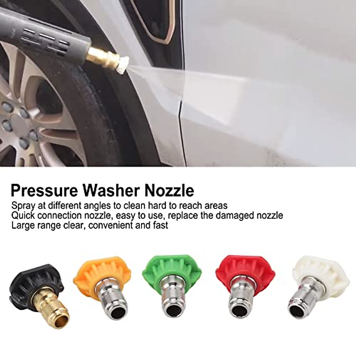 Pressure Washer Nozzle Tips, Quick Connecting Wide Area Widely Used Rinse Nozzle Kit for Garden(045)