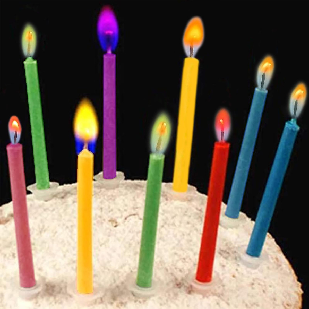 Birthday Cake Candles Happy Birthday Candles Colorful Candles Holders Included (Colorful, 12)