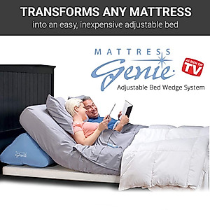 Contour Mattress Genie Inflatable Bed Wedge | Twin Size, Portable, Turns Any Bed Into an Adjustable Bed, Hospital Bed Rental Alternative | Perfect for Elderly, Snoring, Reflux, GERD, Post-Surgery