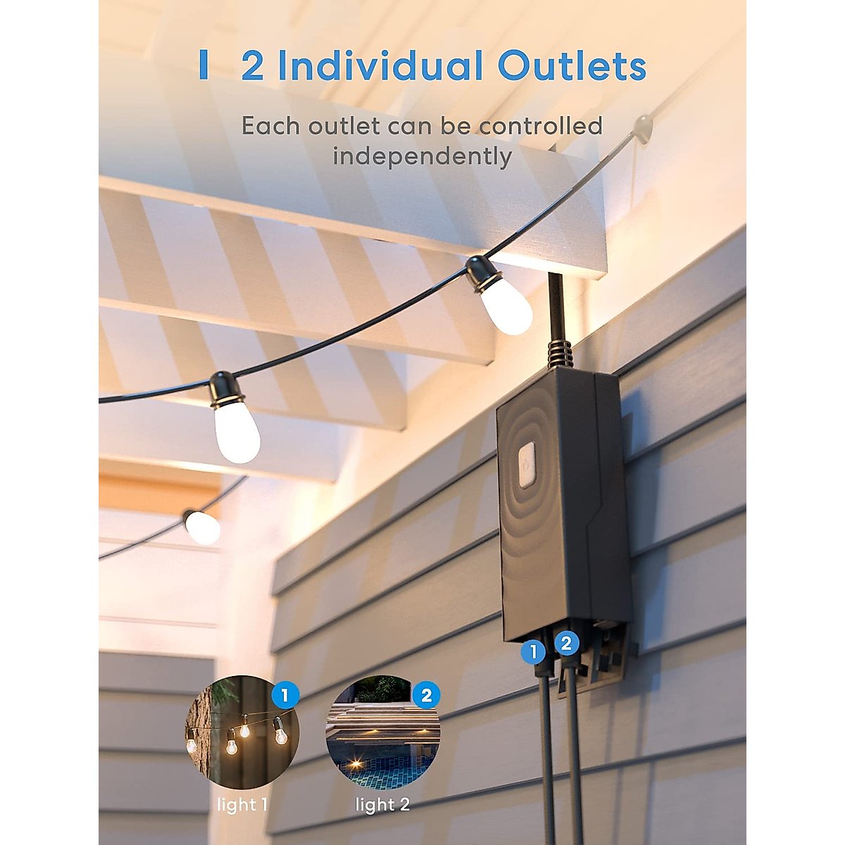 meross Smart Outdoor Plug, Waterproof WiFi Outdoor Outlet, Compatible with Apple HomeKit, Amazon Alexa, Google Assistant and SmartThings, Remote Control, Timer, FCC and ETL Certified