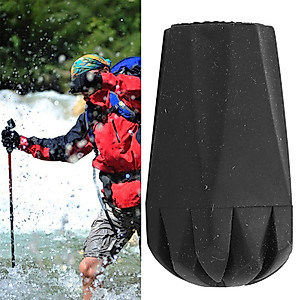 Alomejor 4 Piece Walking Stick Tip Cover Trekking Pole Tip Cover 12mm Hole Diameter Shock Absorbing Adds Grip and Traction