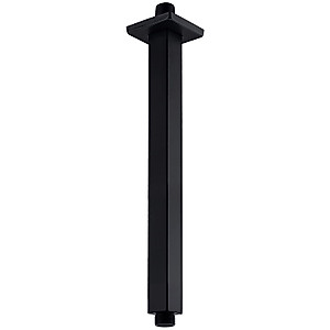 Anpean 12 Inch Square Ceiling Mounted Shower Arm and Flange, Matte Black