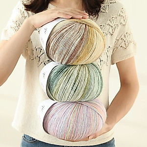 200g/Ball Wool Cotton Acryilc Yarn Gradient Rainbow Color Autumn Winter Sweater Scarf Hat Hand Knitting Crochet (Color : YT07)