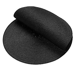 AHHFSMEI Round Braided Placemats 15 Inch Round Table Mats for Dining Tables Polypropylene Woven Heat Resistant Place mats Set of 6 (Black)