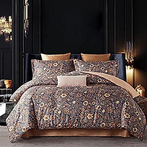 Cupocupa Duvet Cover King Size Set Boho Floral Pattern King Duvet Cover Set for King Size Bed Vintage Soft Bedding Leaf Print Paisley Duvet Cover with Pillowcases