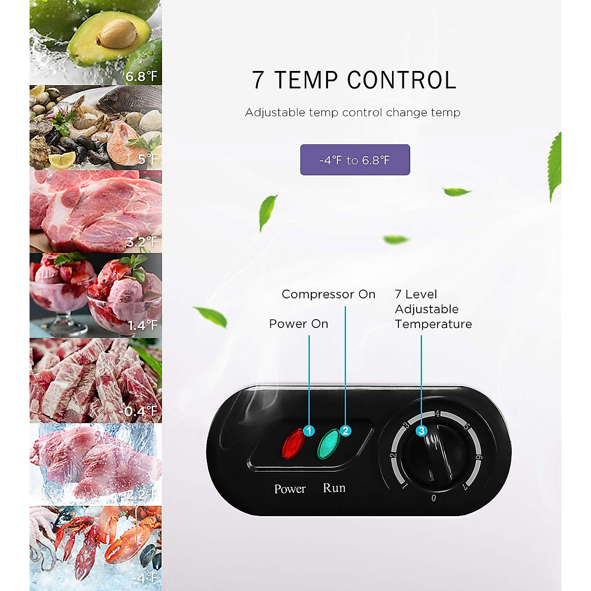 COOLHOME 3.5 Cubic Feet Chest Freezer with Removable Basket, from 6.8℉ to -4℉ Free Standing Compact Fridge Freezer for Home/Kitchen/Office/Bar (Black, 3.5 Cu.ft.-normal)