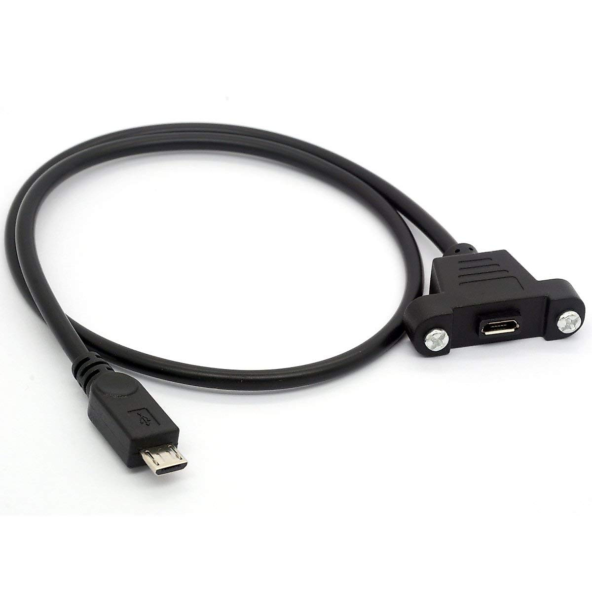 Micro B Male to Female Cable, Screw Panel Mount Micro USB Cable Extension Cord for Raspberry Pi, Arduino, Feather - 50cm (Micro Male to Female)