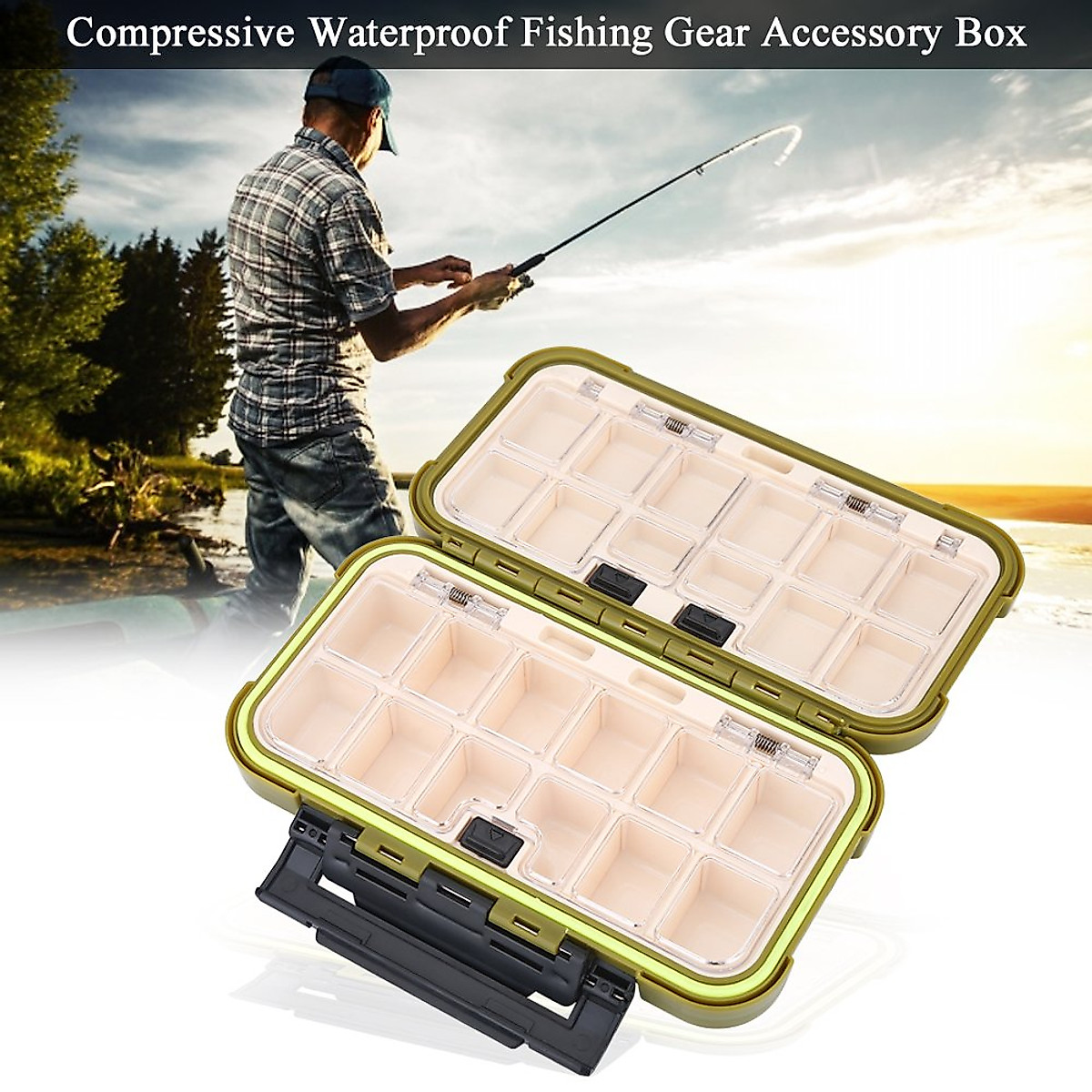 VGEBY Fishing Lure Box, Fishing Tackle Boxes Fishing Lure Case Storage Container Organizer (Army Green) Fishing Tackle Box Fishing Tackle Box